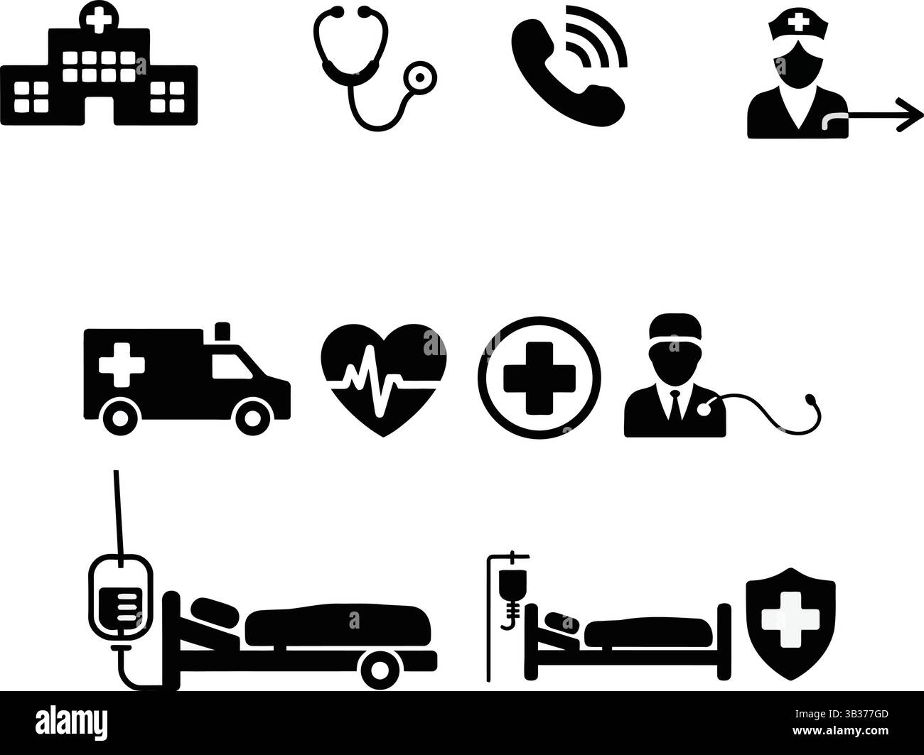 Medical Icons Set | Hospital, Doctor, Ambulance, Healthcare Symbols ...