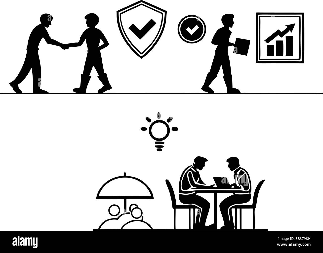 Business Cooperation Silhouettes | Teamwork, Deal, Meeting, Strategy ...