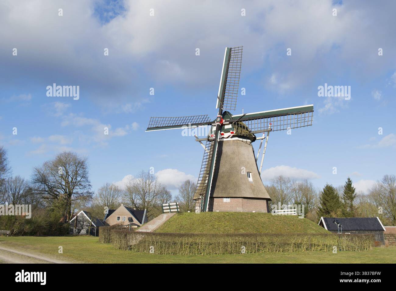 Dutch windmill in little village Aalden in Drenthe Stock Photo - Alamy