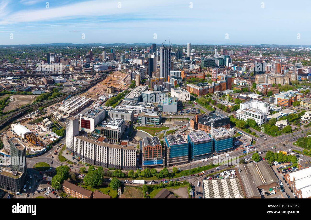 A panoramic aerial view of a Birmingham cityscape skyline in the UK ...