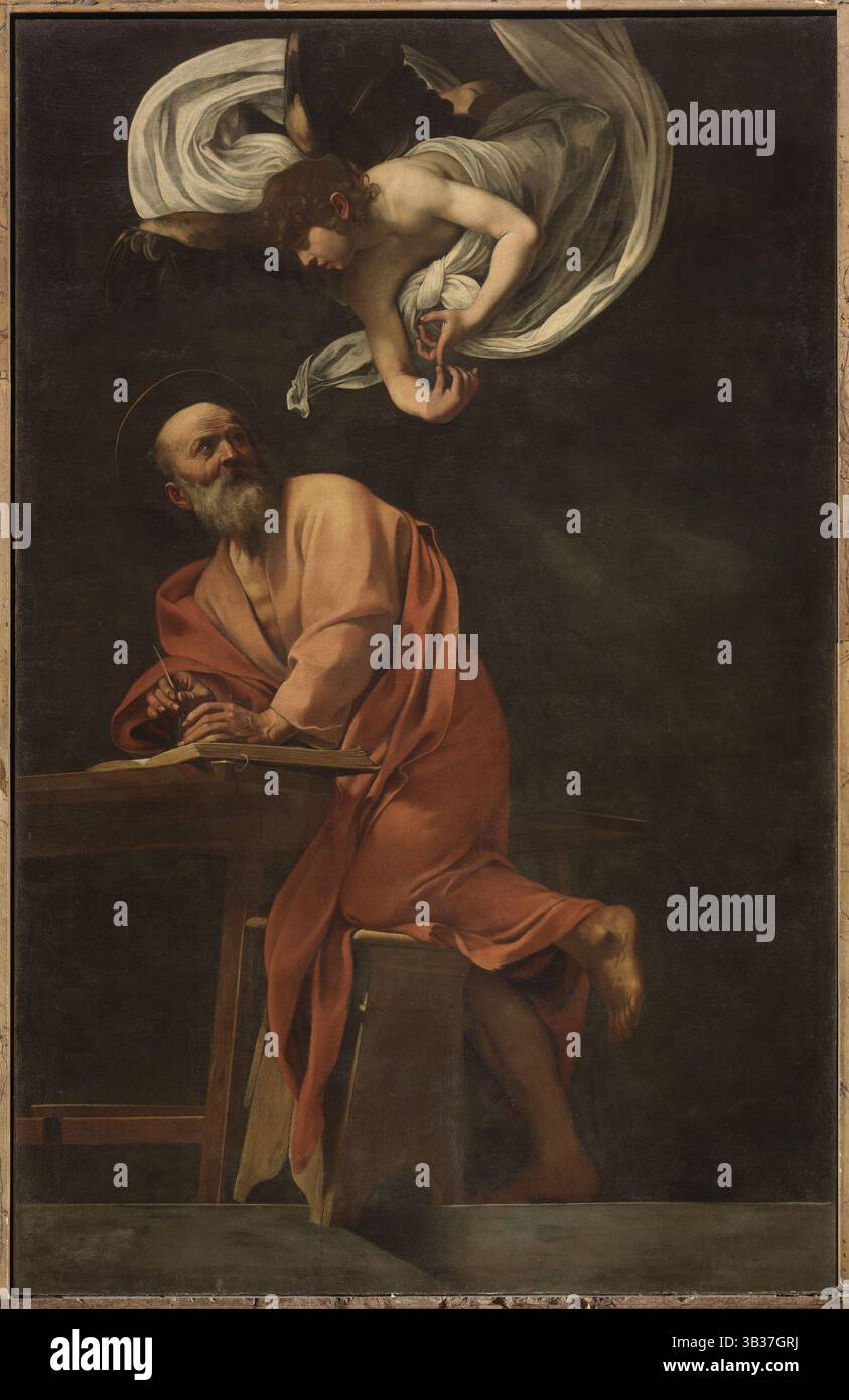 St. Matthew and the Angel, by Michelangelo Merisi known as Caravaggio ...