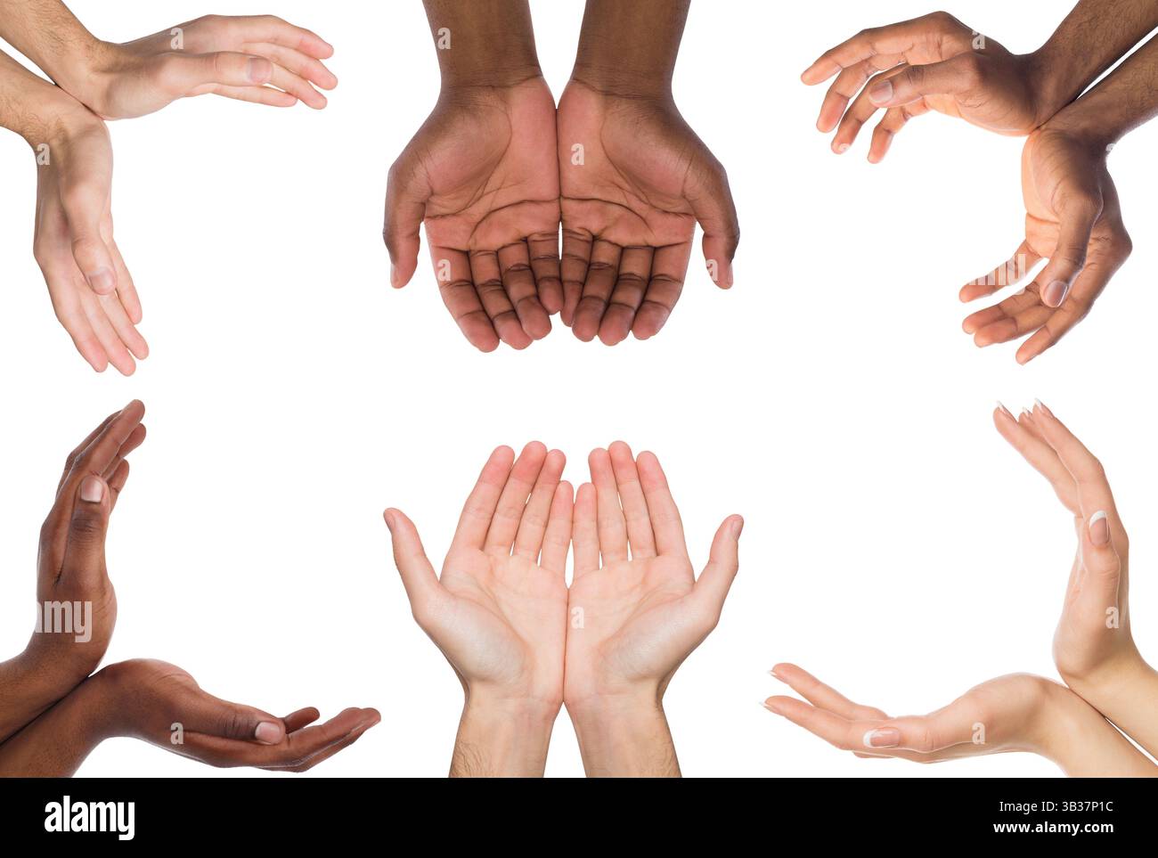 Set multiethnic hands holding hi-res stock photography and images - Alamy