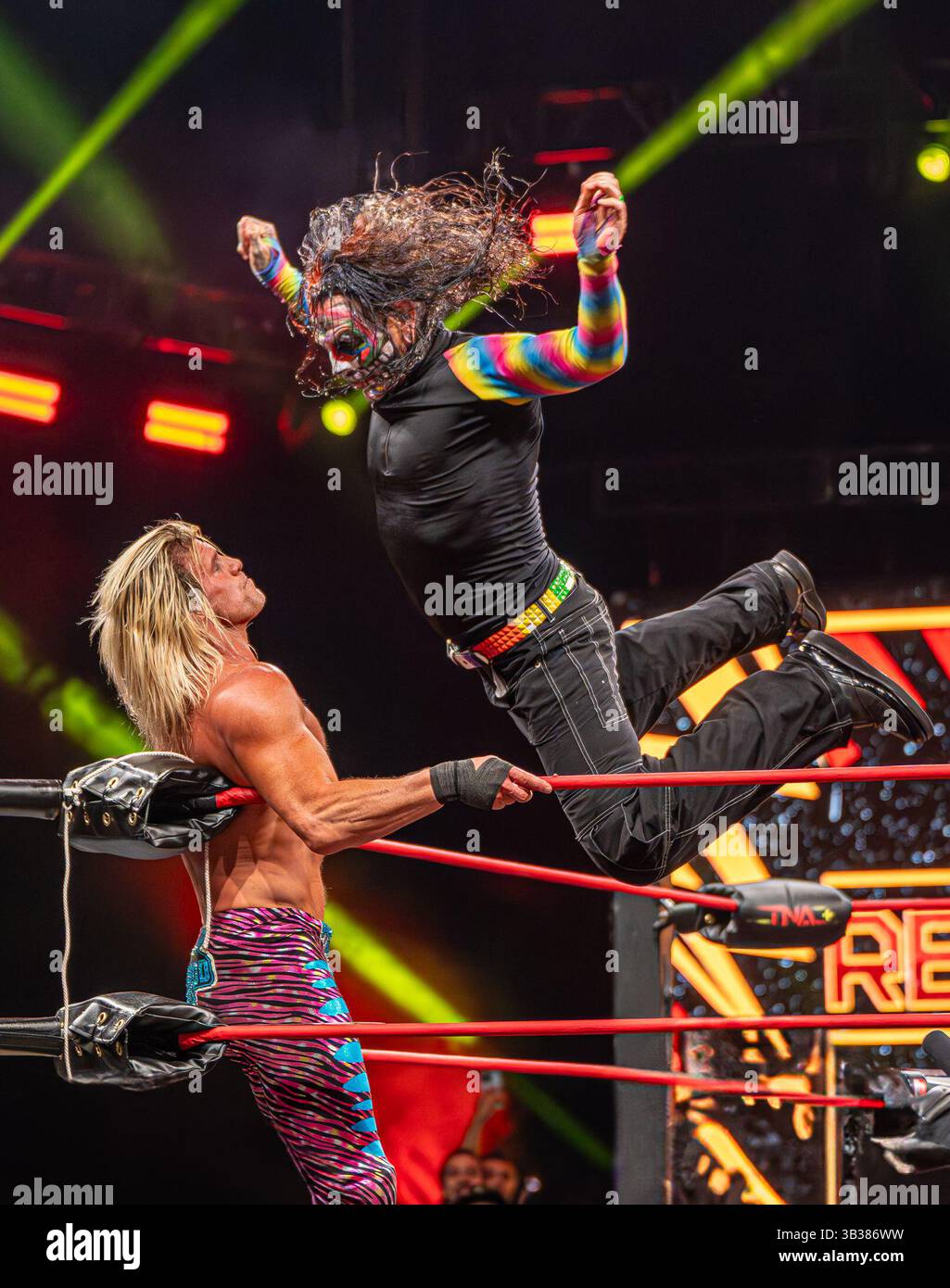 April 27, 2025, Los Angeles, California, USA: Jeff Hardy jumps on top ...
