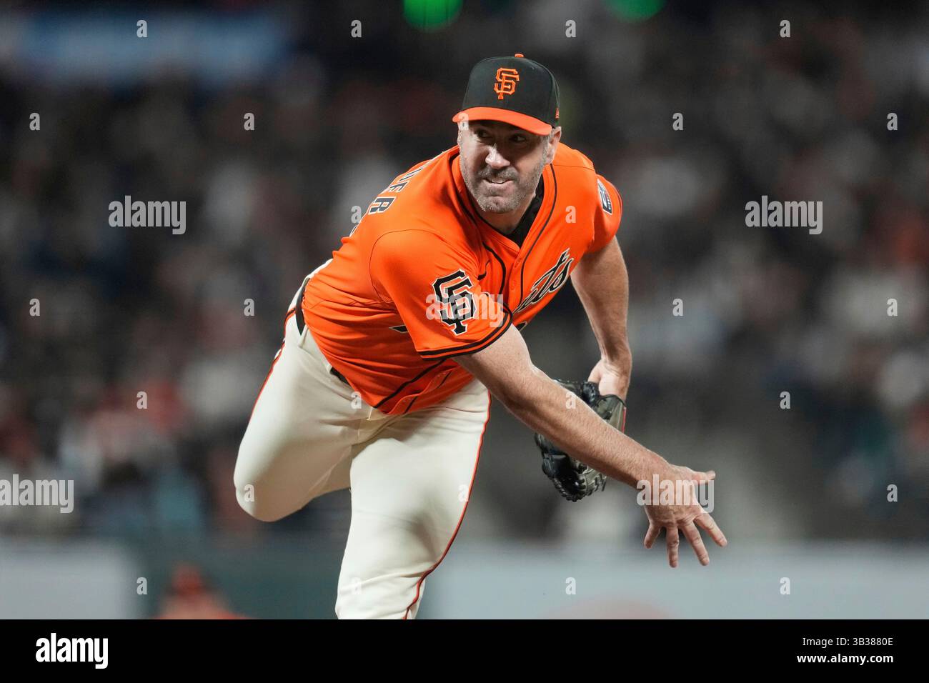 San Francisco Giants pitcher Justin Verlander during a baseball game ...
