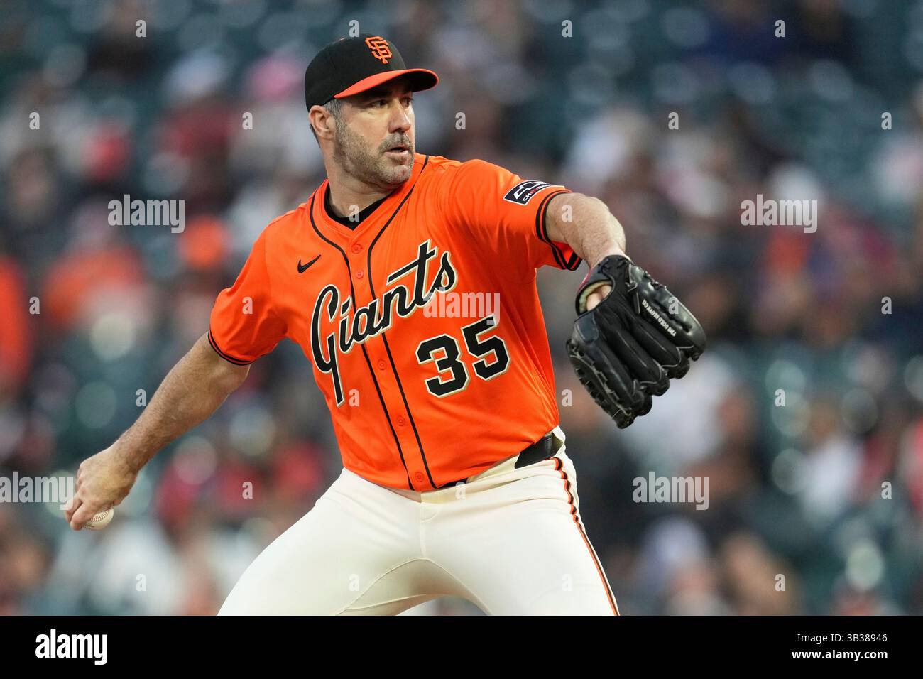 San Francisco Giants pitcher Justin Verlander during a baseball game ...