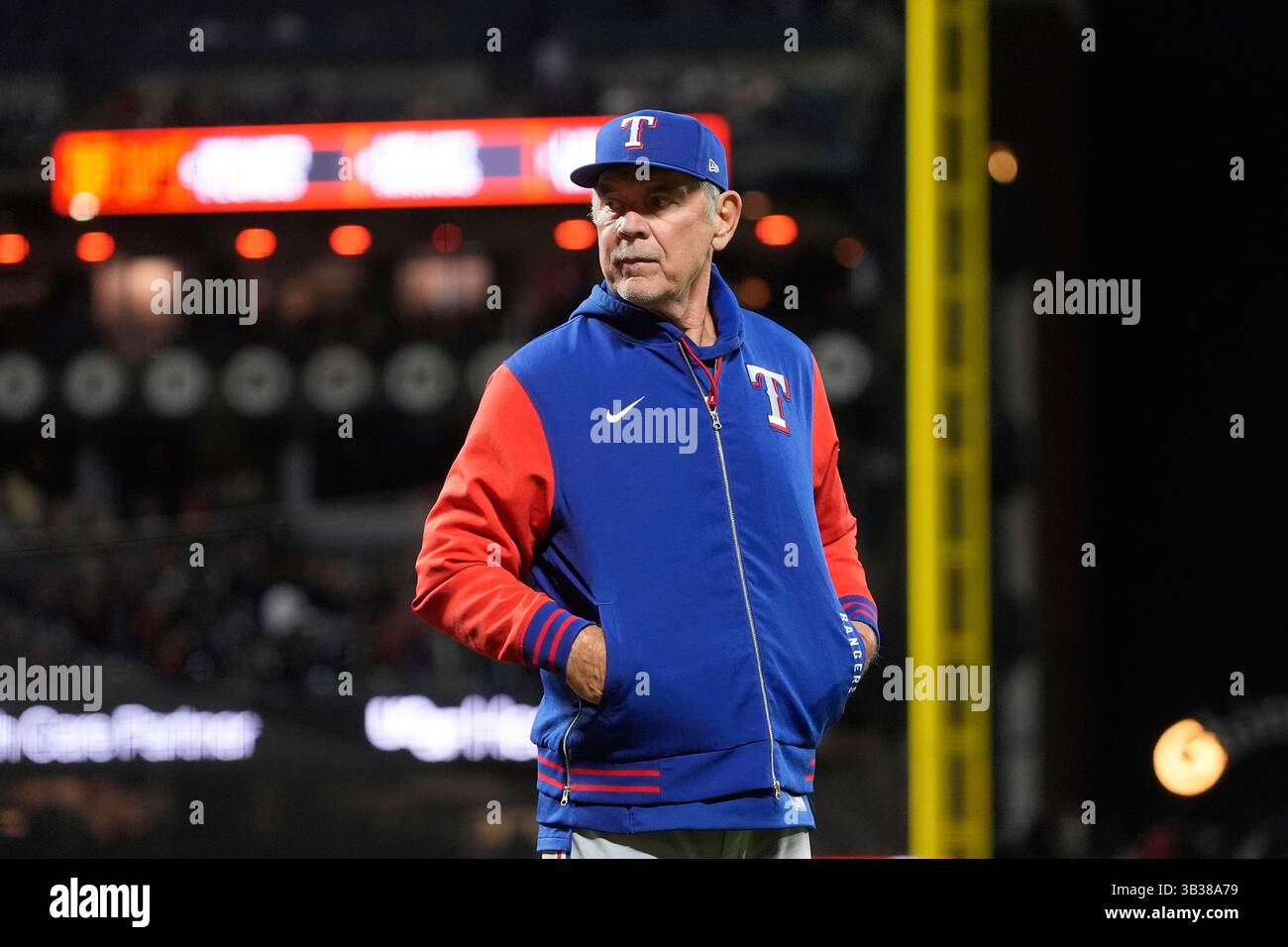 Texas Rangers manager Bruce Bochy during a baseball game against the ...