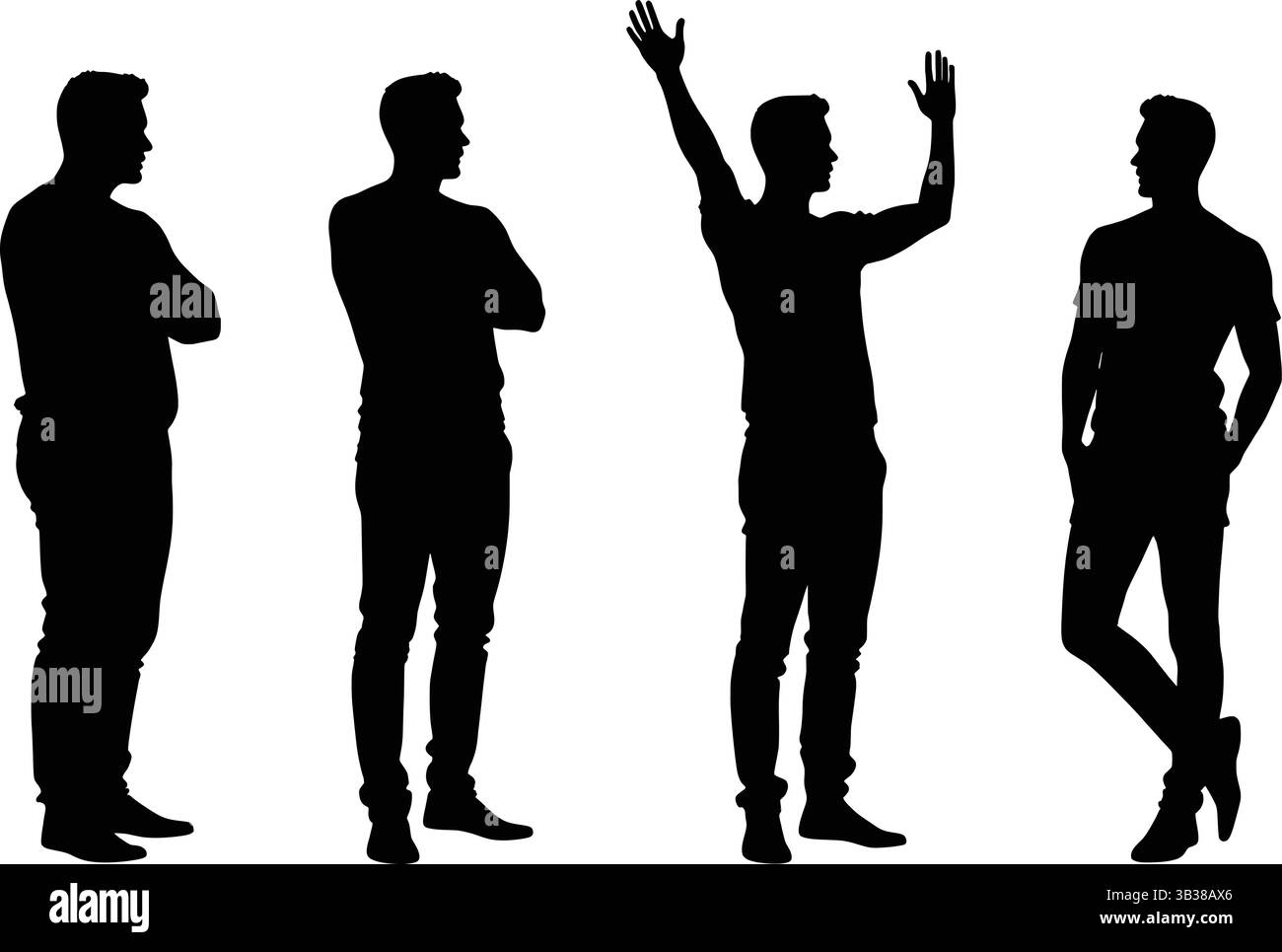 Minimalist Male Silhouette Set – Casual Standing Poses in Modern Style ...