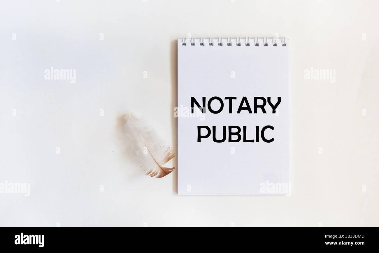 A notebook with the text NOTARY PUBLIC on a white background Stock ...