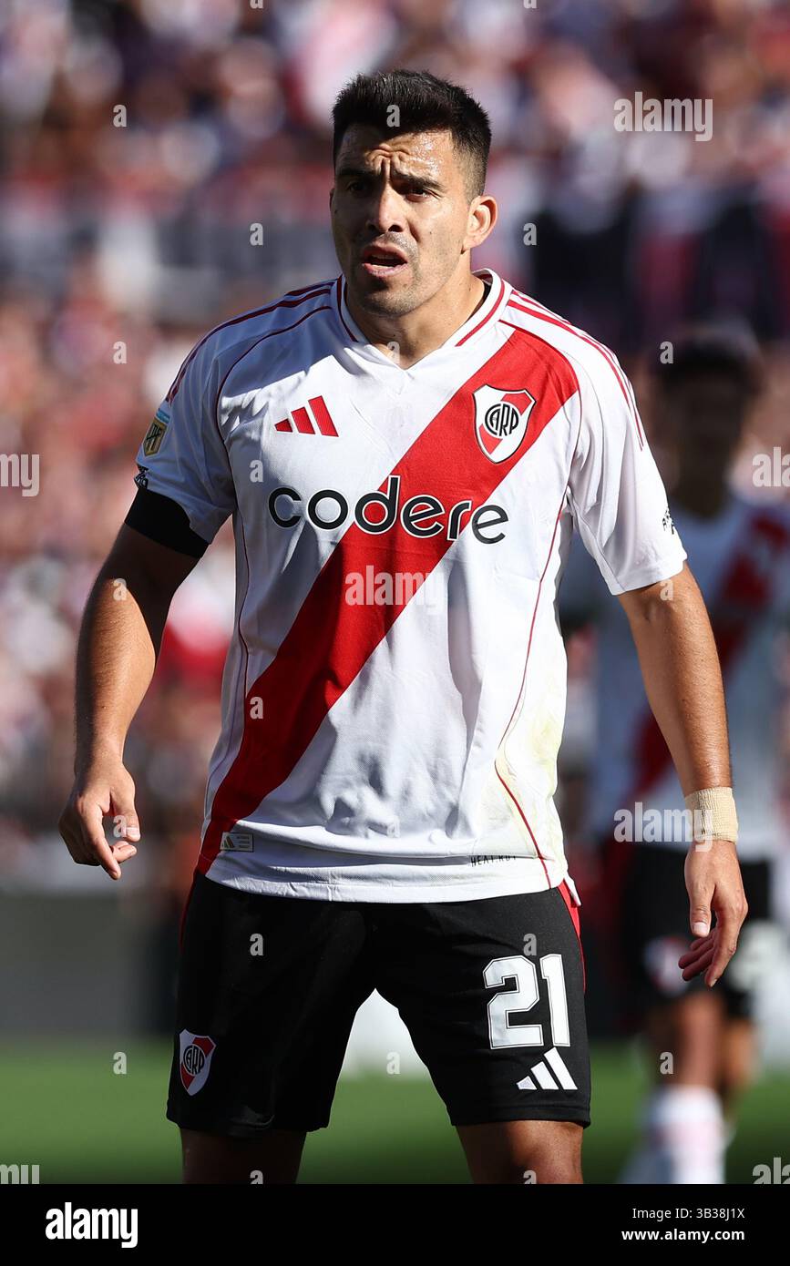 River Plate's defender Marcos Acuna looks on during the 2025 Apertura ...