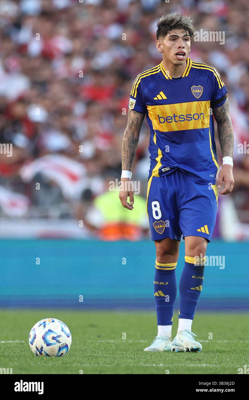Boca Juniors' Chilean forward Carlos Palacios looks on during the 2025 ...