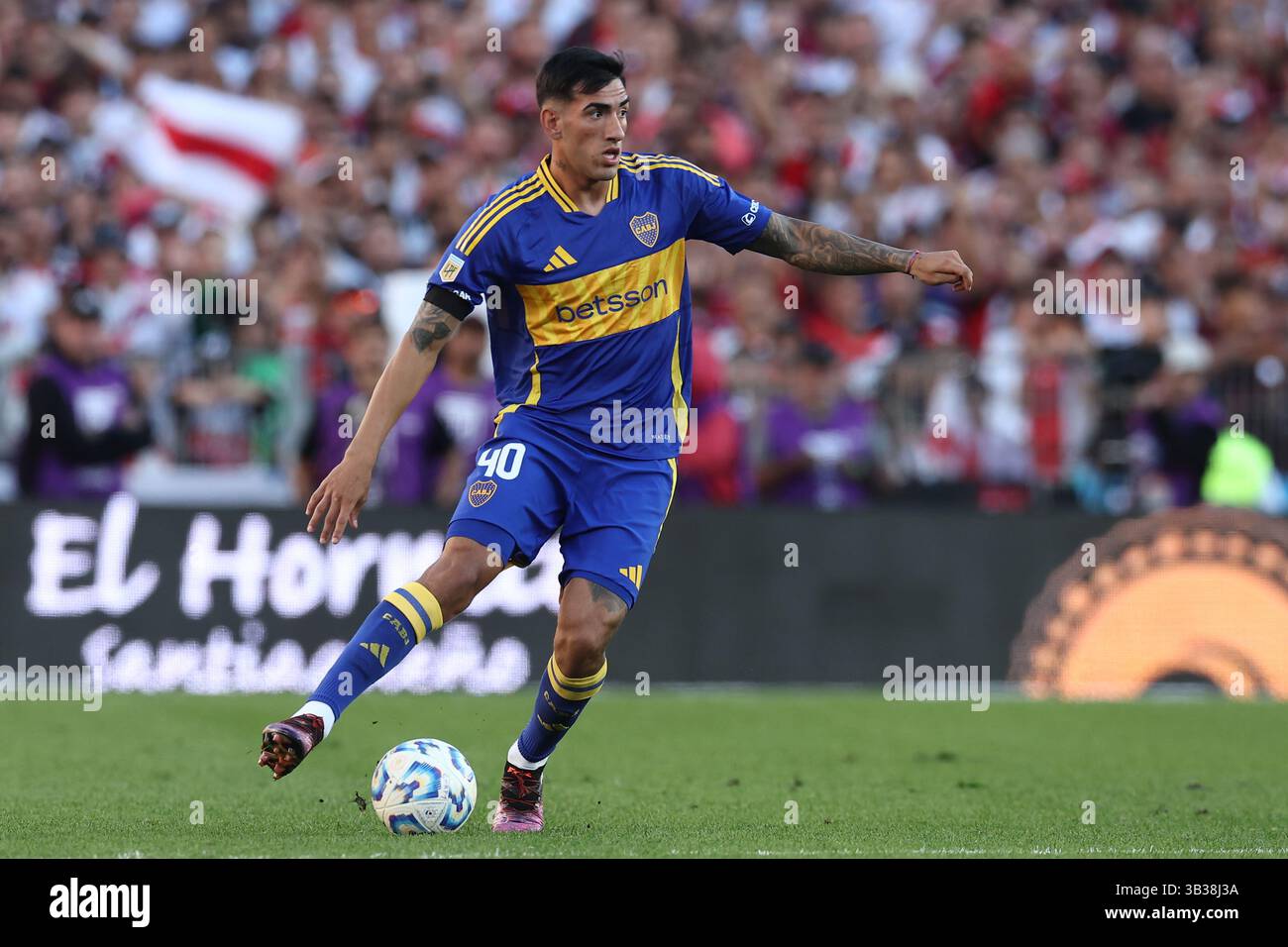 Boca Juniors' defender Lautaro Di Lollo looks on during the 2025 ...