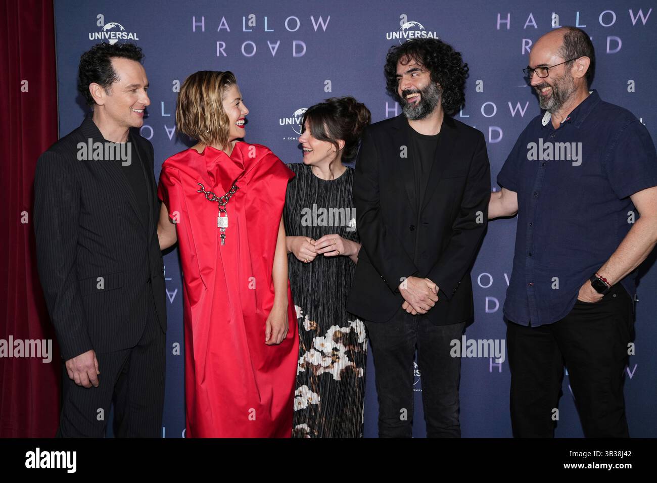 Matthew Rhys, from left, Rosamund Pike, Megan McDonnell, director Babak Anvari and Ian Henry ...