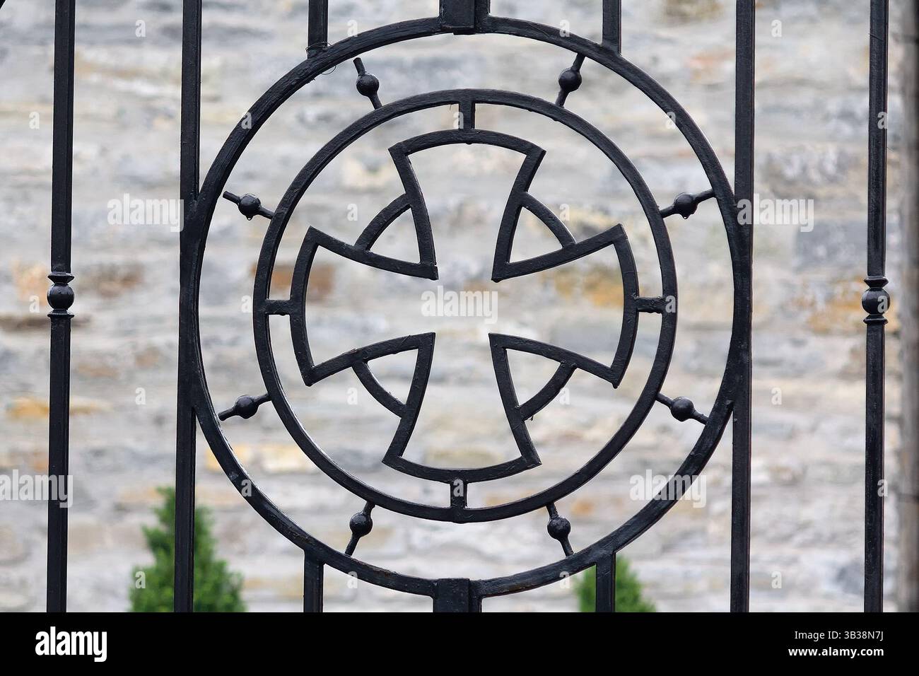Steel fencing of the church with a cross decoration. Architecture Stock ...