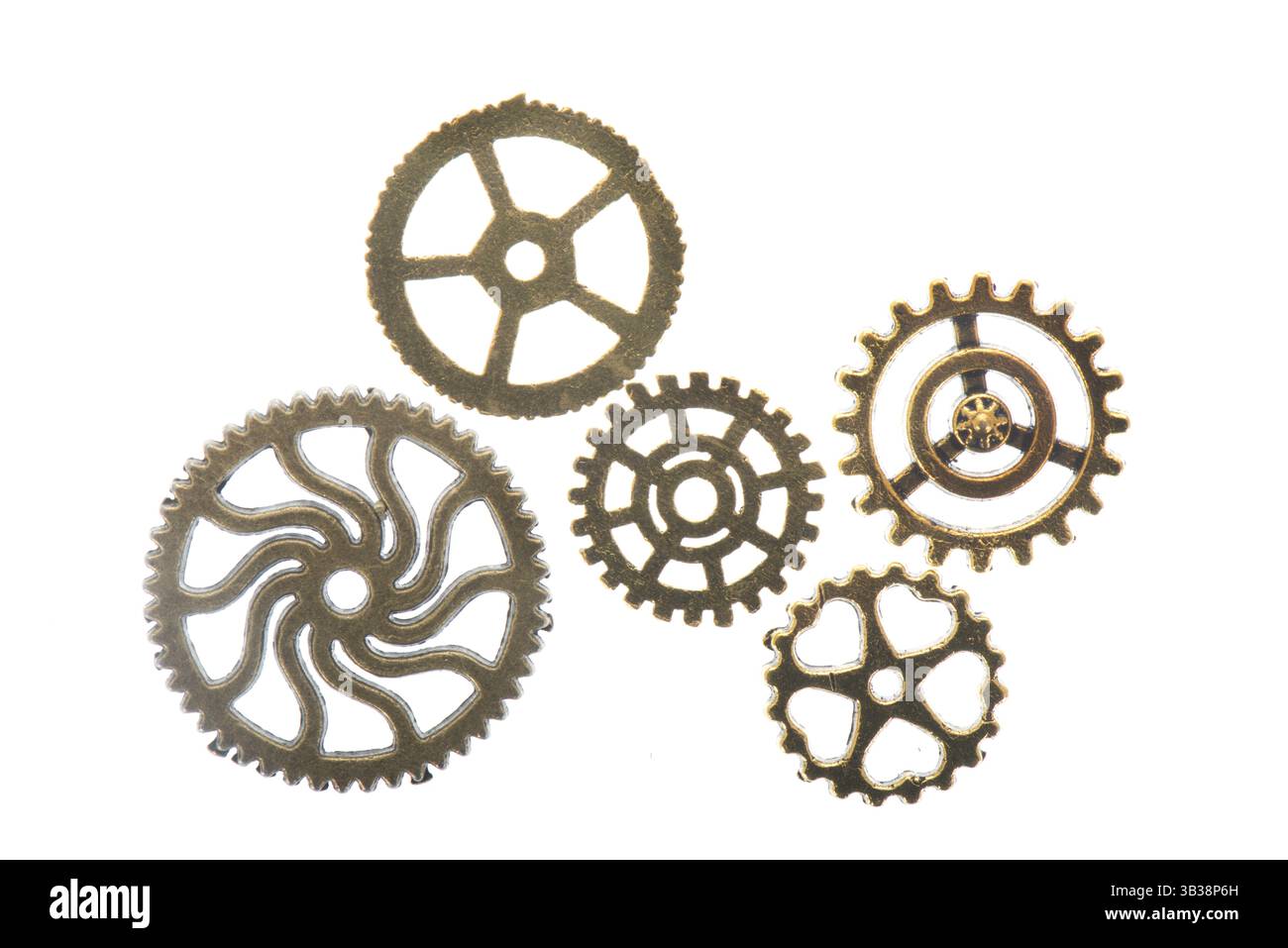 Industrial wheels in copper ans silver isolated over white background ...