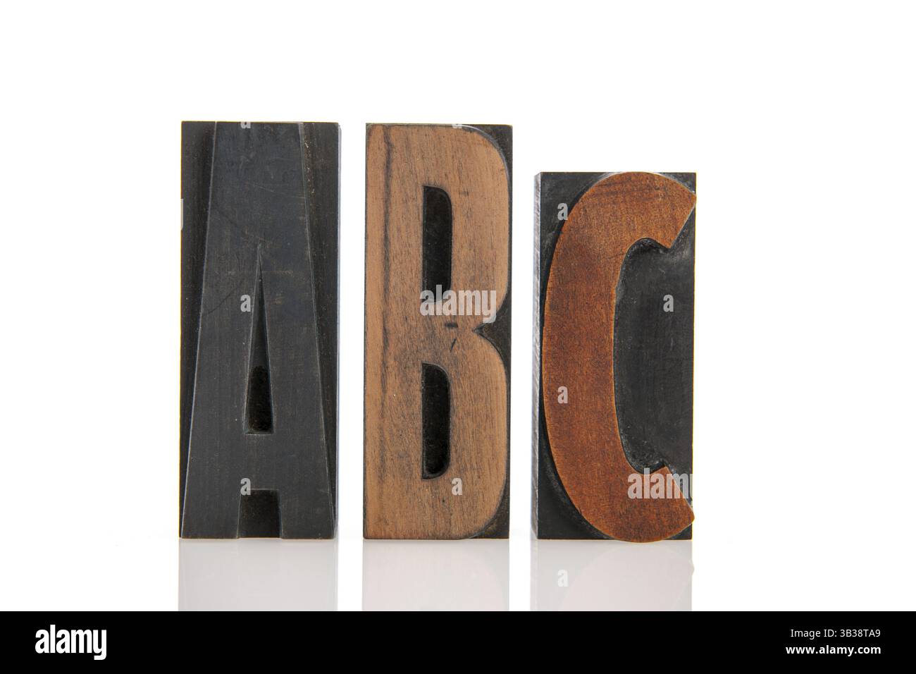 Print letters ABC isolated over white background Stock Photo - Alamy