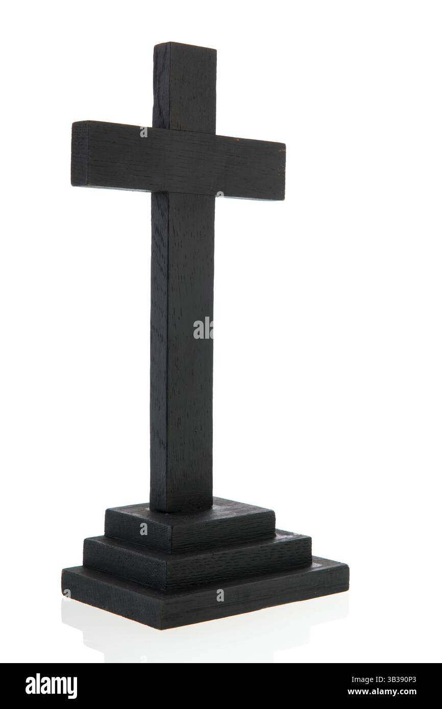 Simple black cross isolated over white background Stock Photo - Alamy