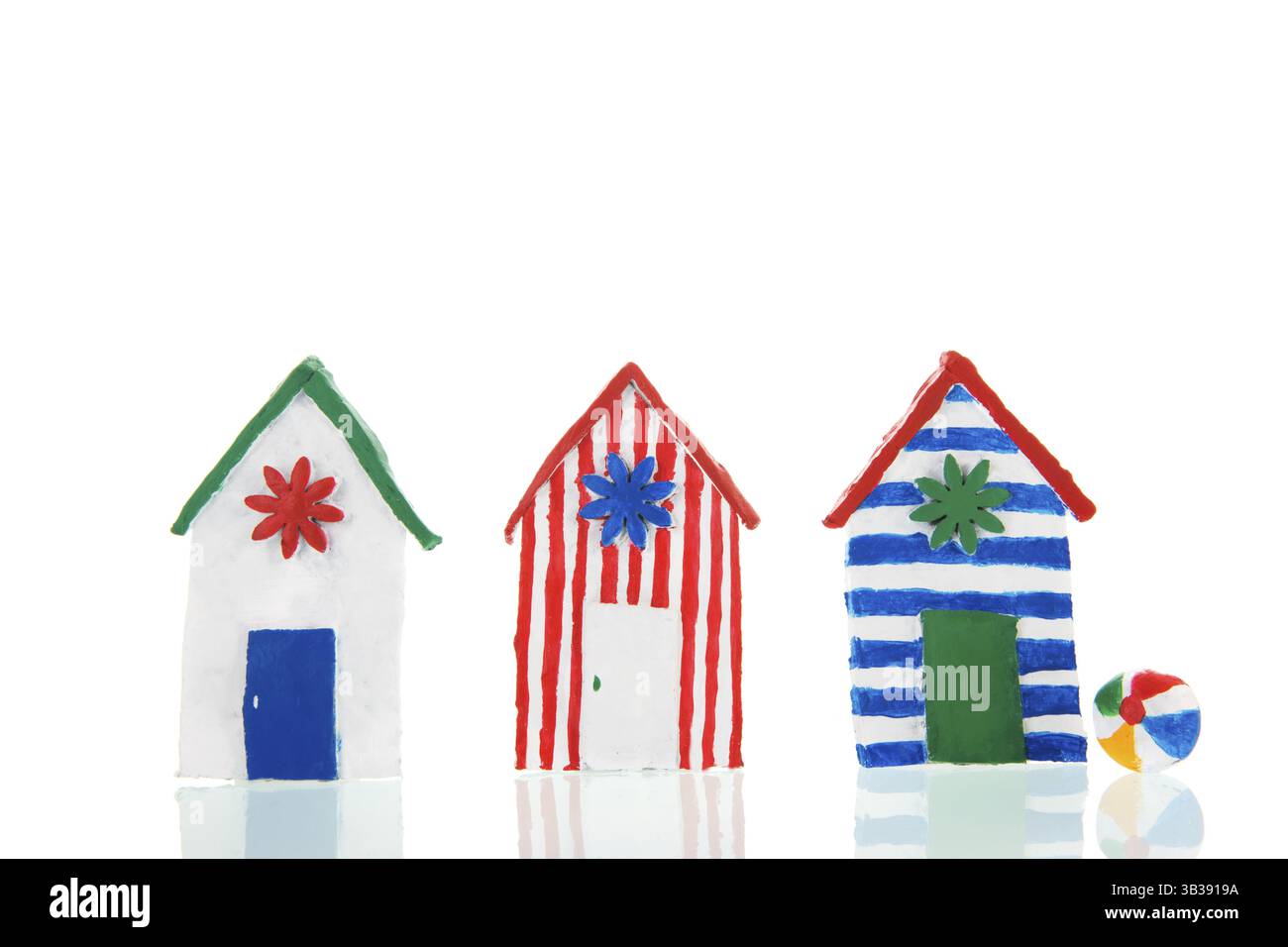 Row colorful handmade beach cabins isolated over white background Stock ...