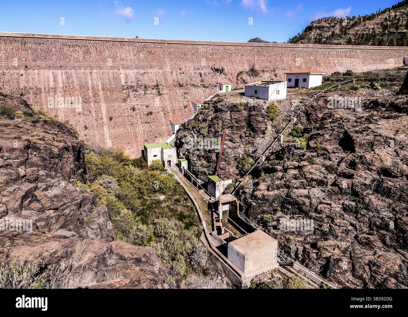 Artificial Lake Water Dam in the Canary Islands Gran Canaria Stock ...
