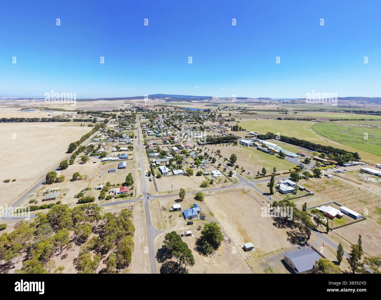 BOTHWELL, AUSTRALIA - FEBRUARY 06 2025: Aerial view of the rural ...
