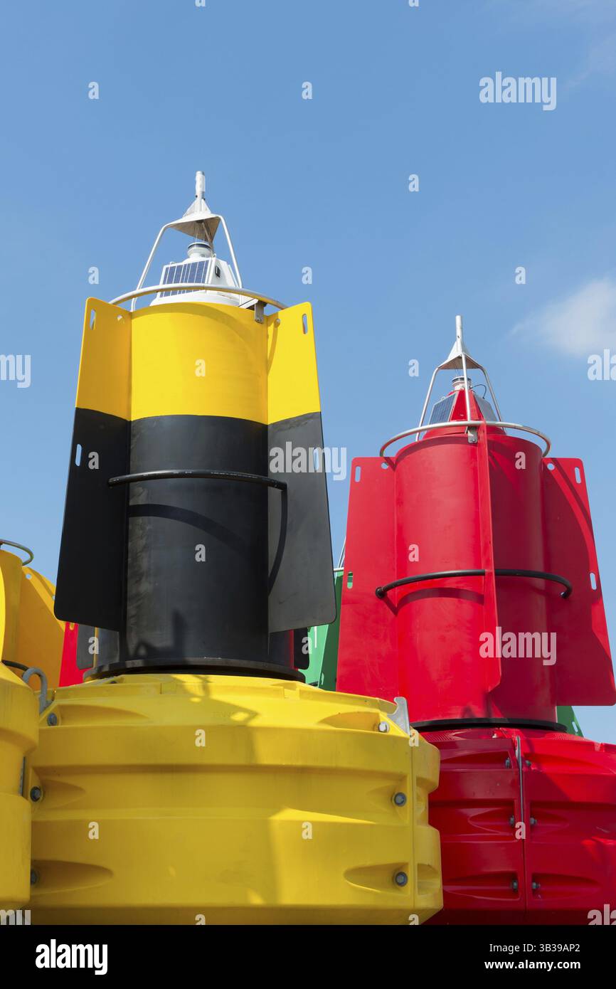 Colorful buoys for navigation in the sea Stock Photo - Alamy