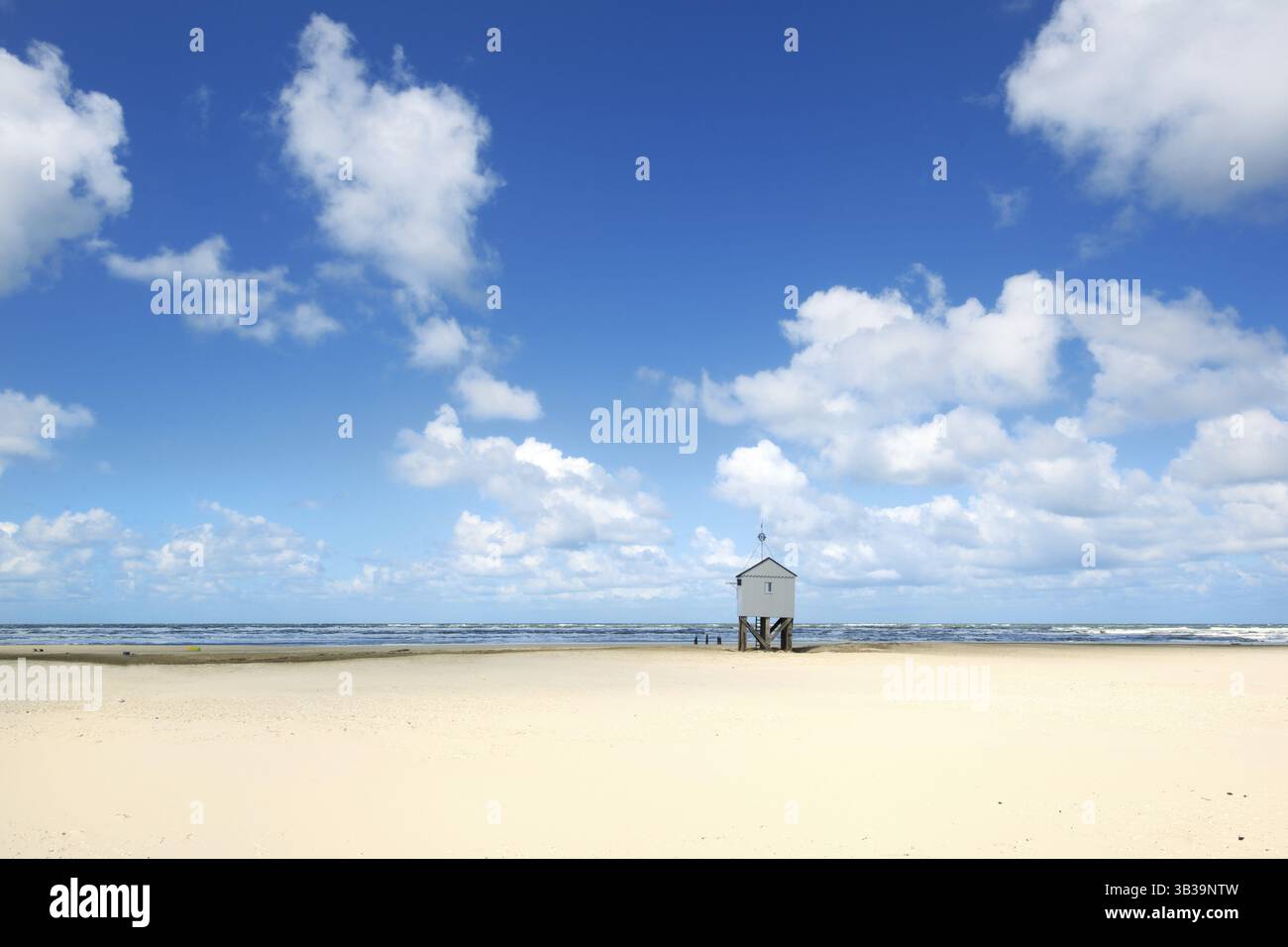 Drowning house at the beach from Dutch wadden island Terschelling Stock ...
