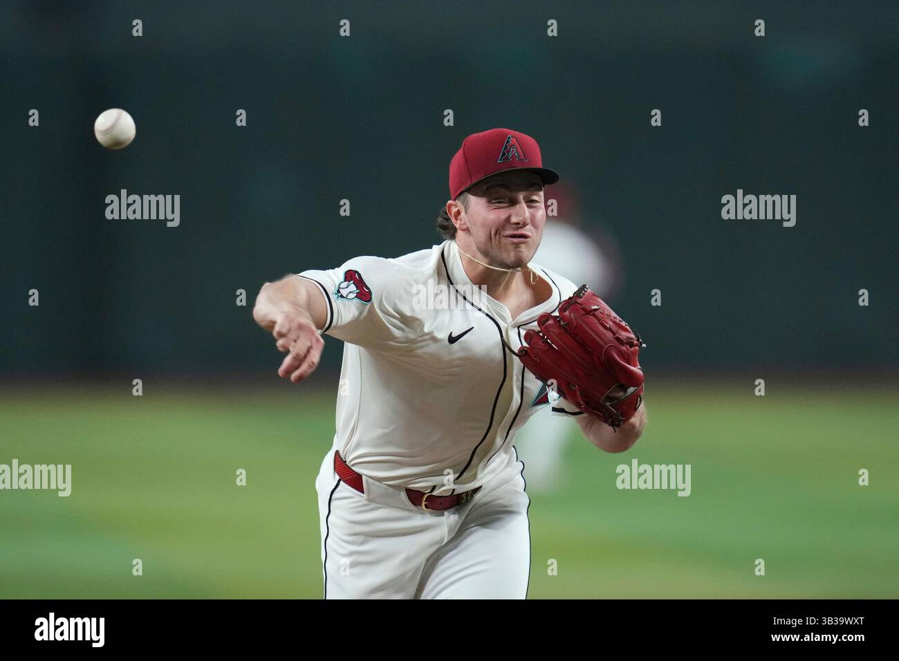 Arizona Diamondbacks starting pitcher Brandon Pfaadt warms up prior to ...