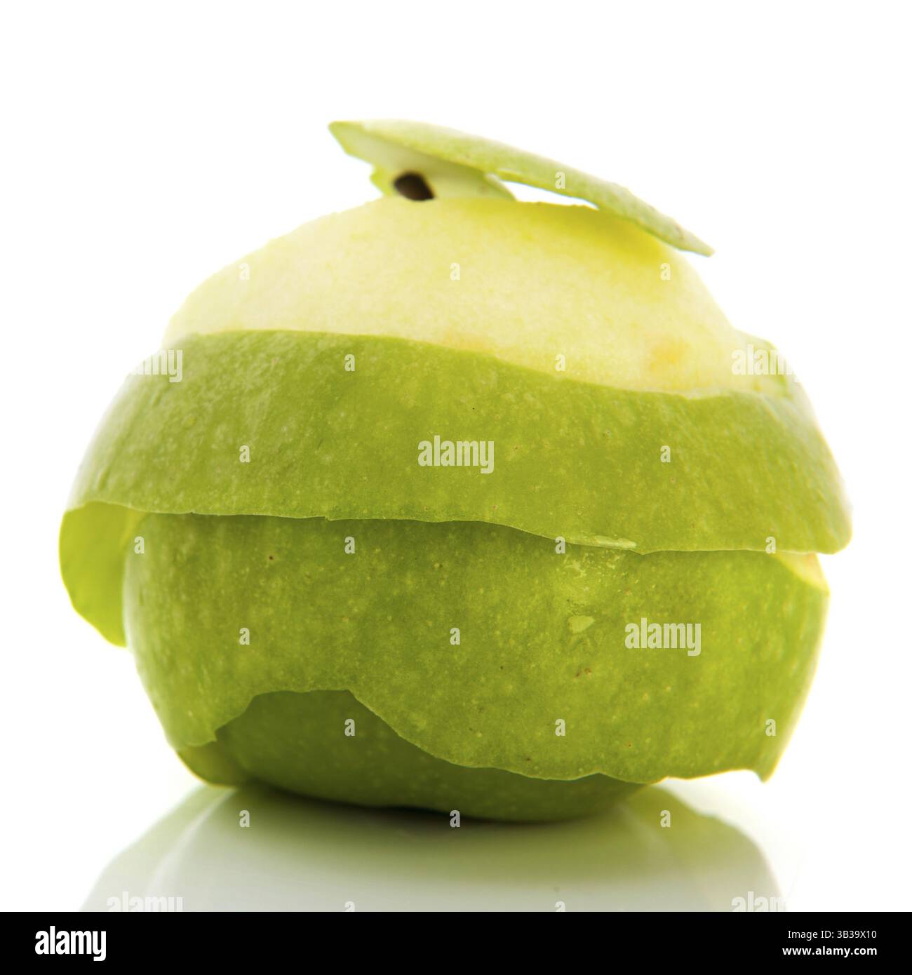 Apple peeling with peel isolated over white background Stock Photo - Alamy