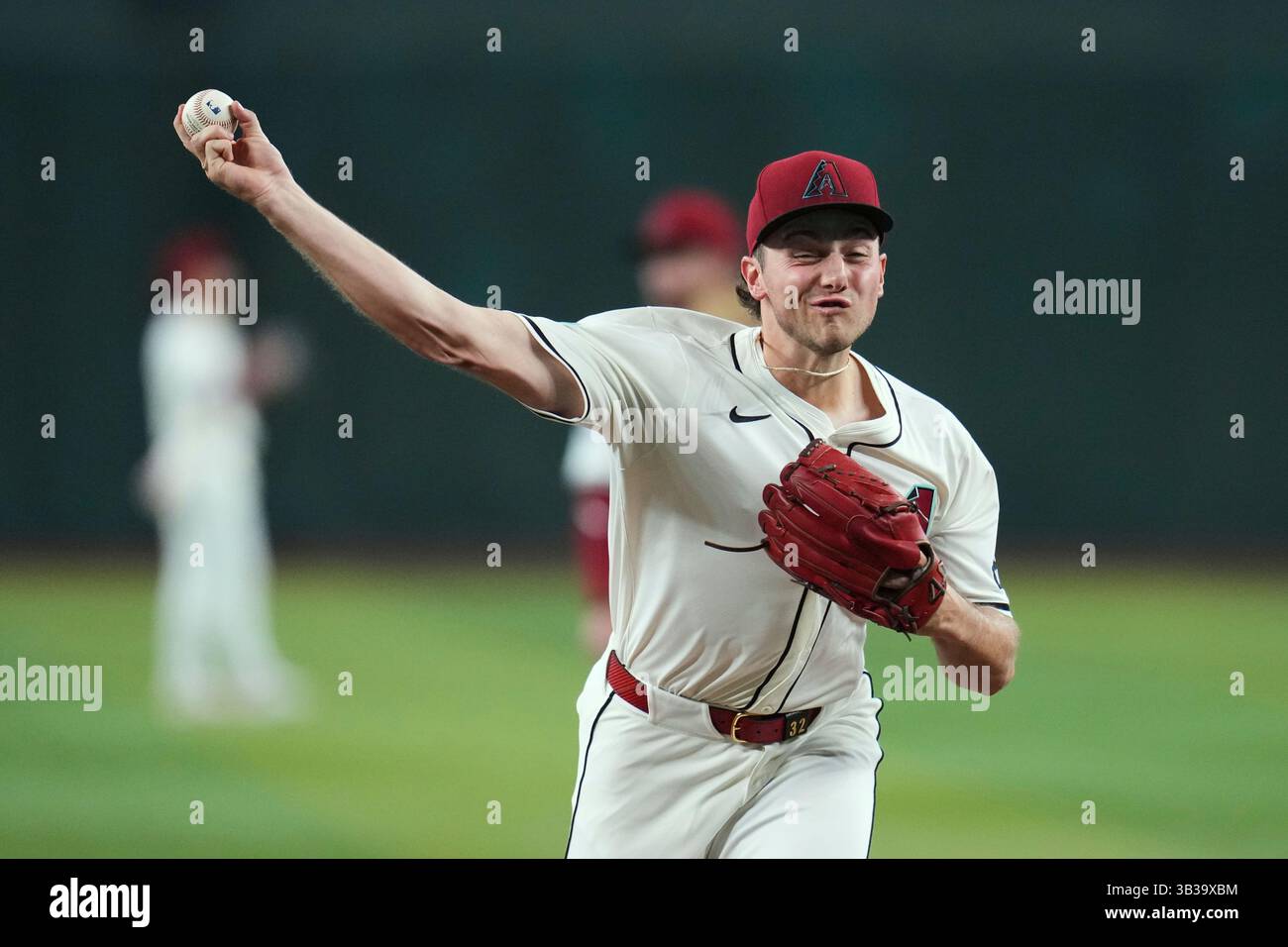 Arizona Diamondbacks starting pitcher Brandon Pfaadt warms up prior to ...