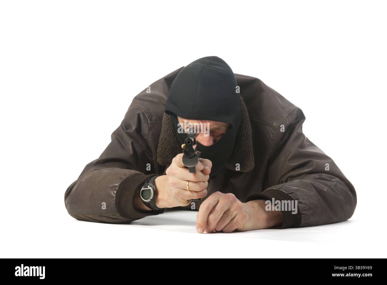 Sniper with gun in the studio Stock Photo - Alamy