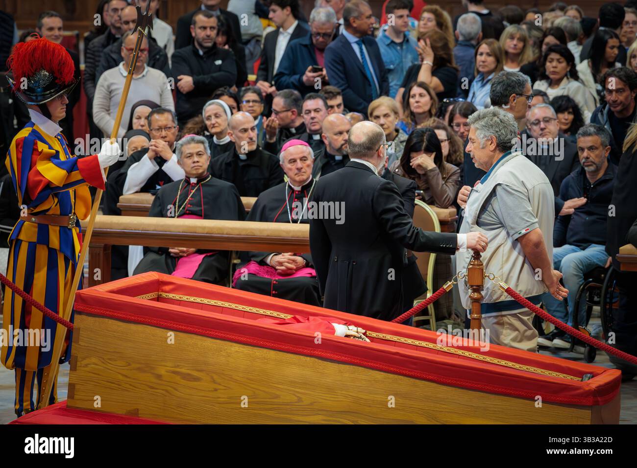Vatican City, Vatican - April 25, 2025: The coffin with the body of ...