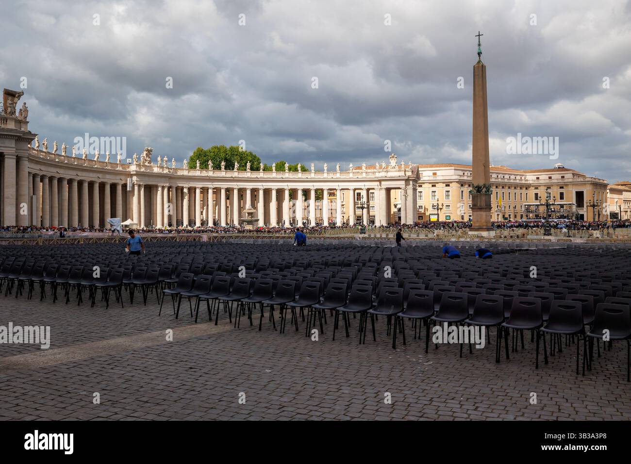 Vatican City, Vatican - April 25, 2025: St. Peter's Square decorated ...