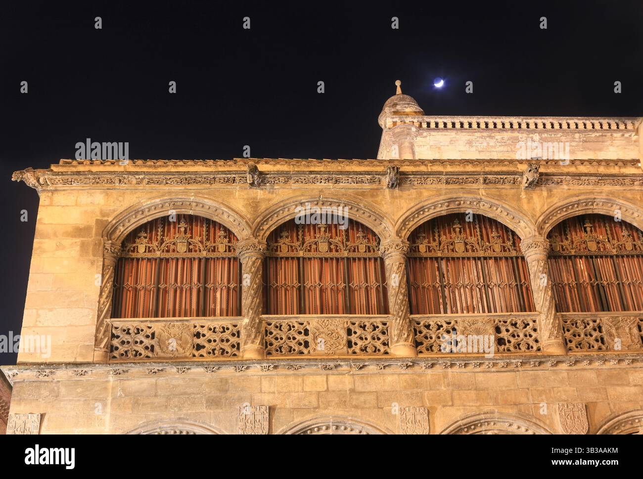Capilla Real or Royal Chapel of Granada Exterior Night View. Isabelline ...
