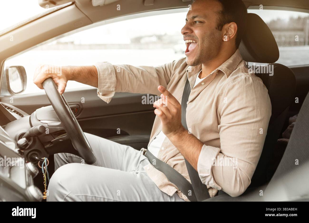 Business man car singing hi-res stock photography and images - Alamy