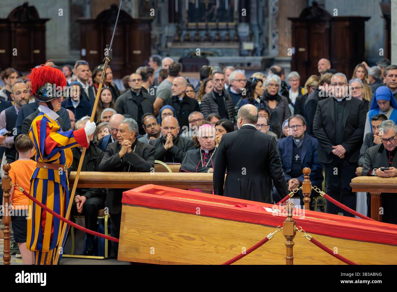 The coffin with the body of Pope Francis displayed inside St. Peter s ...