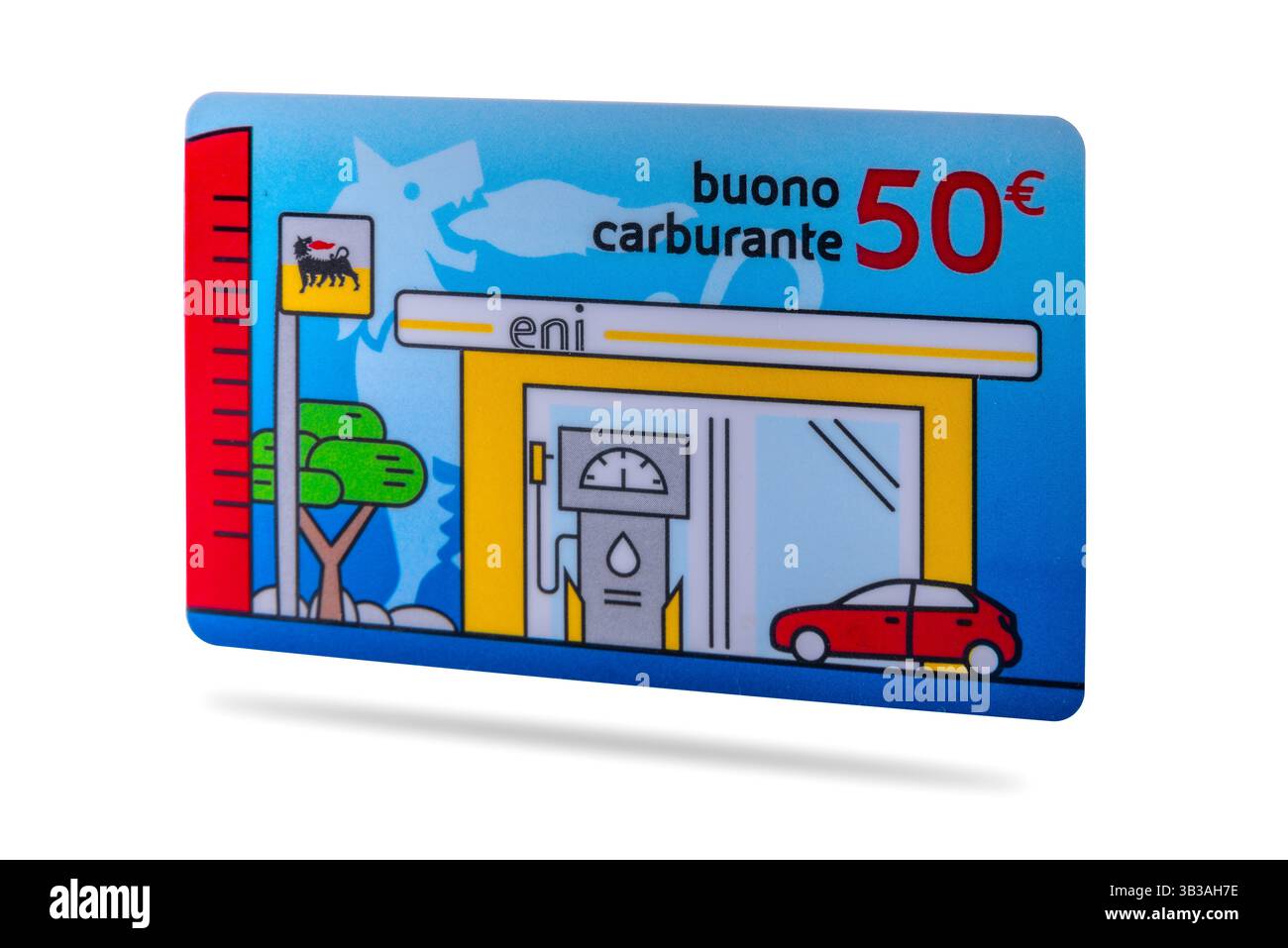 Italian Eni 50 € fuel coupon card on white background Stock Photo - Alamy