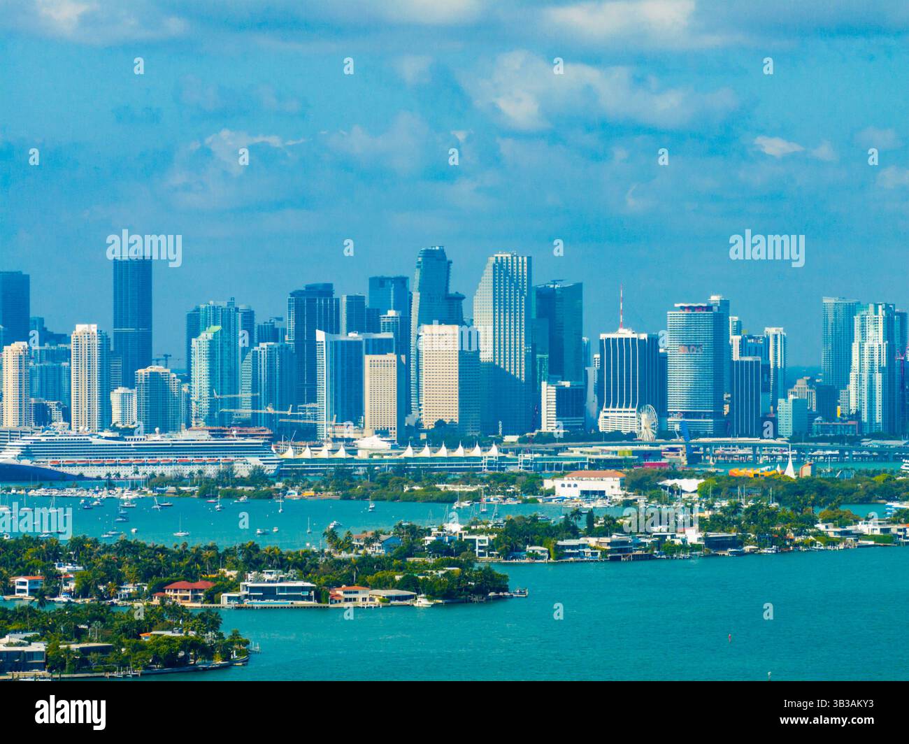 Aerial telephoto image of Downtown Miami city landscape 2025 Stock ...