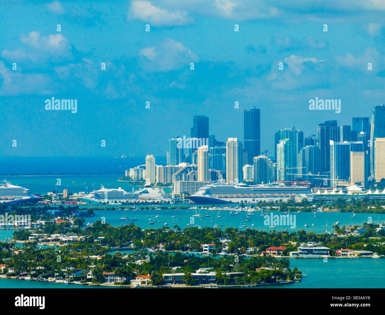 Aerial telephoto image of Downtown Miami city landscape 2025 Stock ...