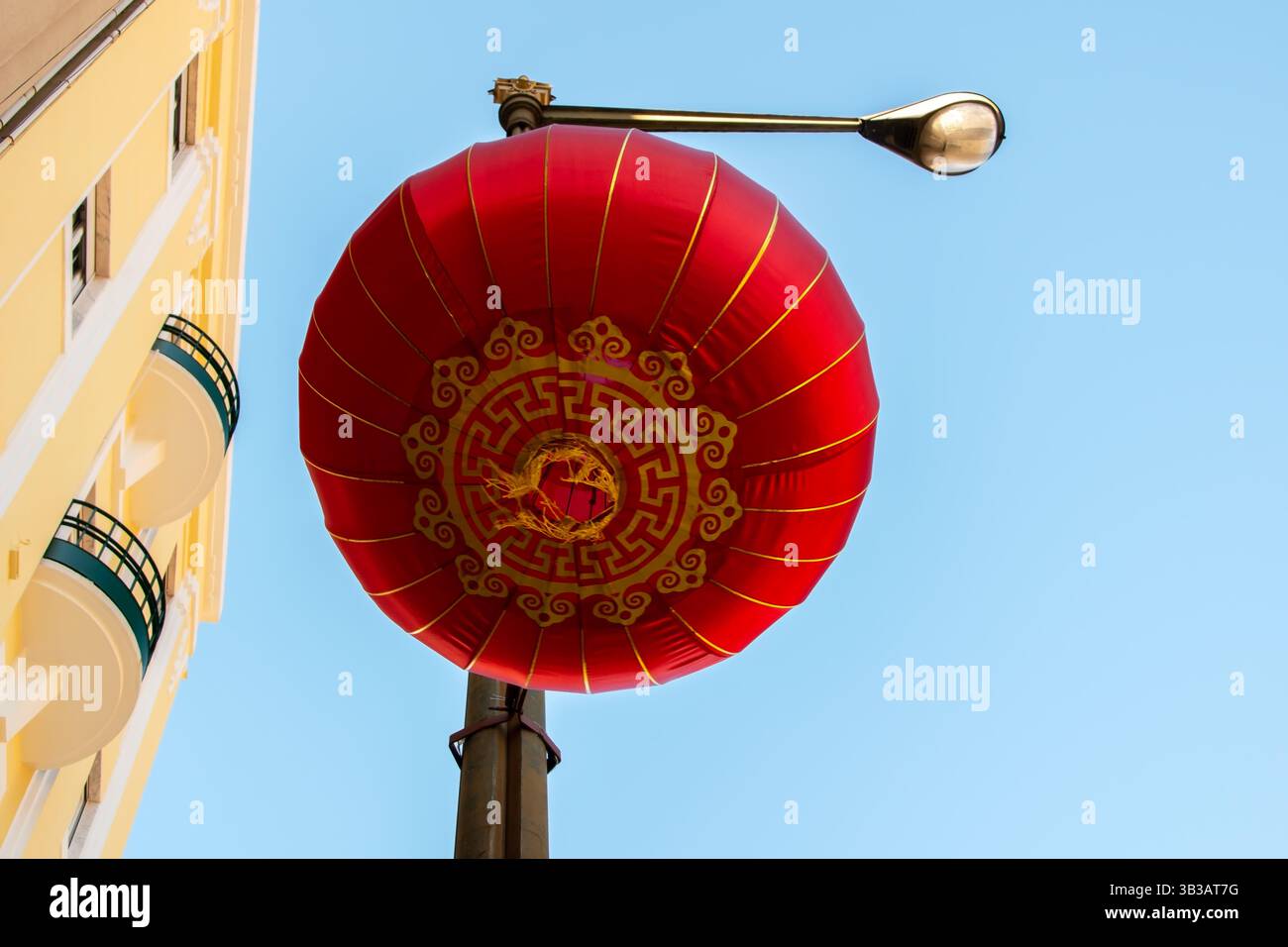 Red chinese paper lantern on blue sky background hi-res stock ...
