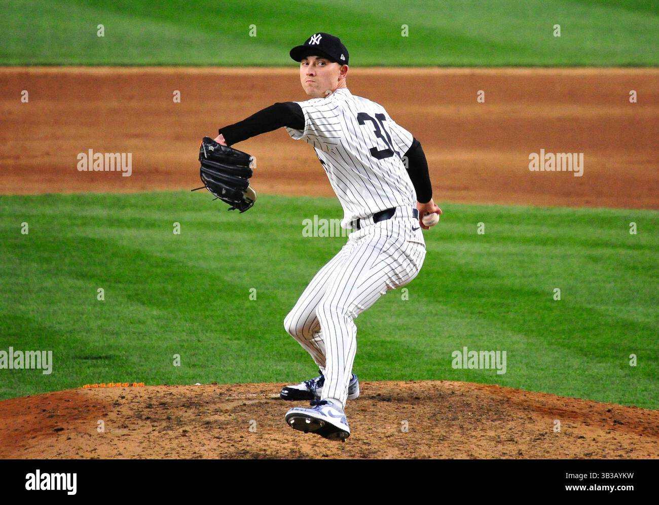 New York Yankees pitcher Luke Weaver (30) during the second game of a ...