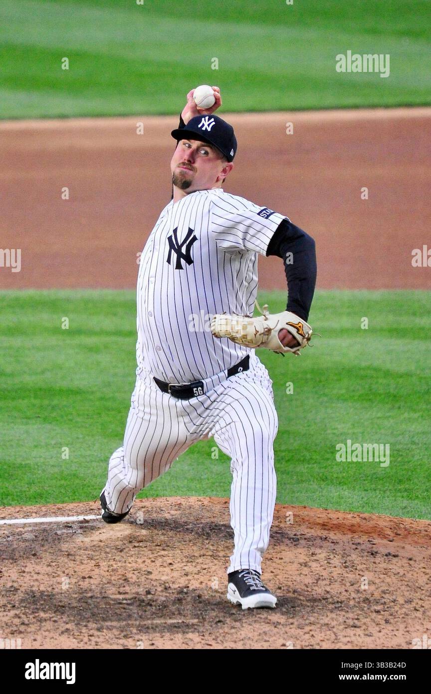 New York Yankees pitcher Mark Leiter Jr. (56) during the second game of ...