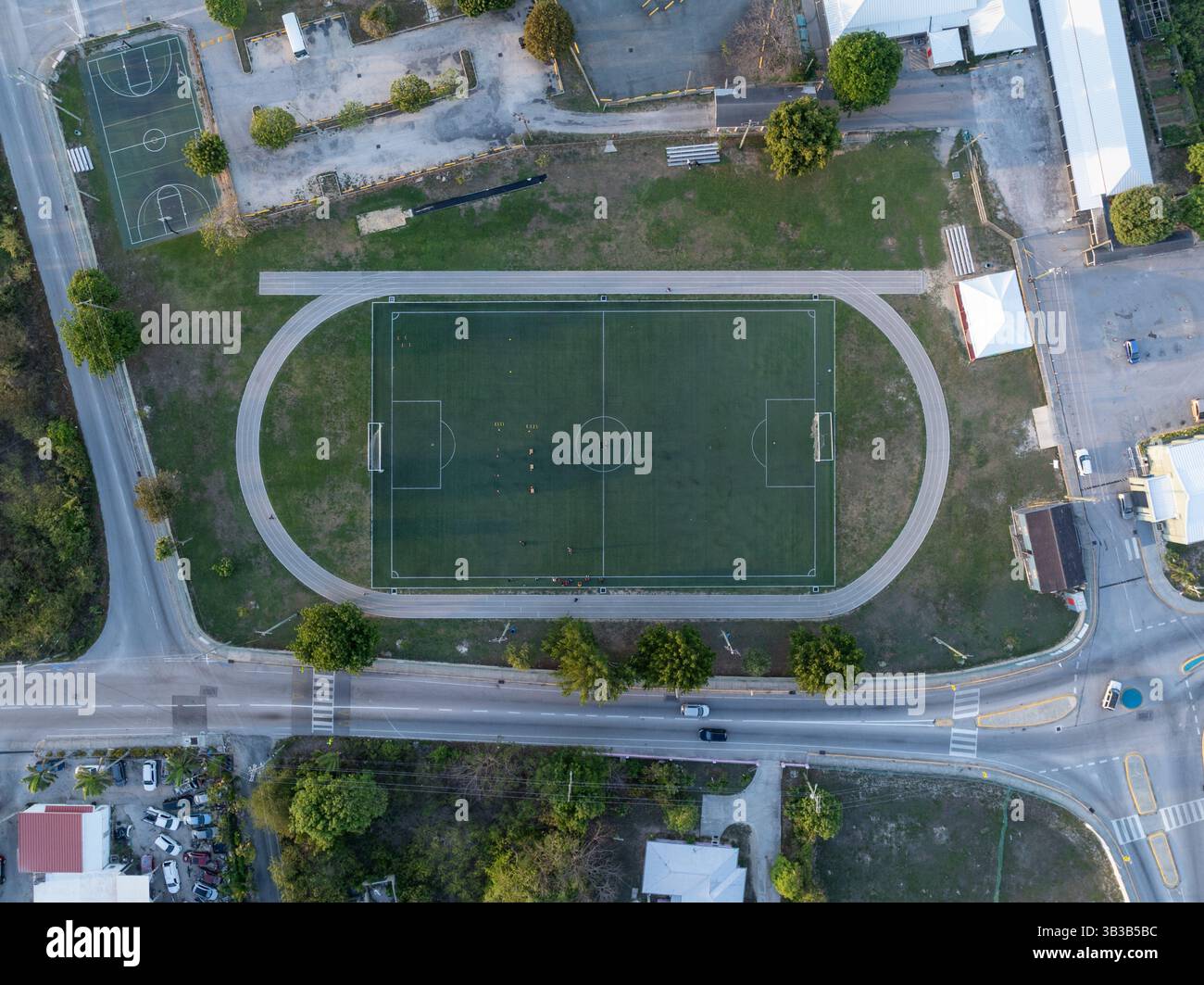 Aerial view of a football pitch in the Grand Cayman Islands Stock Photo ...
