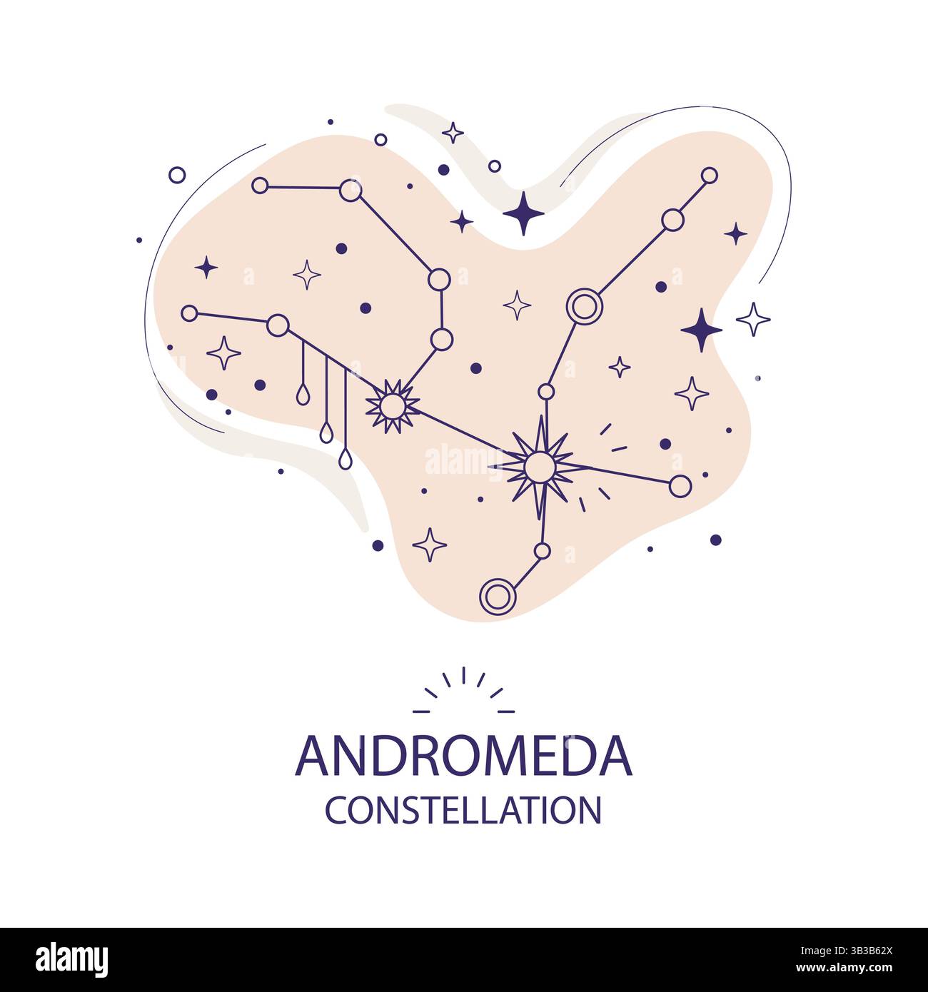 Andromeda constellation of stars of the southern hemisphere on a white background. Mystical ...