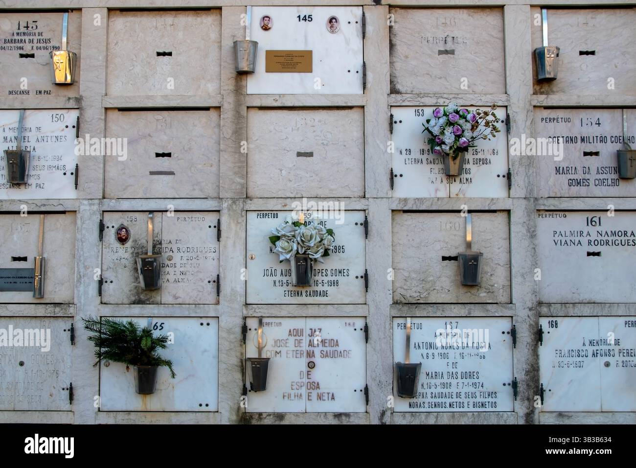 Abandoned cemetery with old burial crypt and mossy tombstones Stock ...