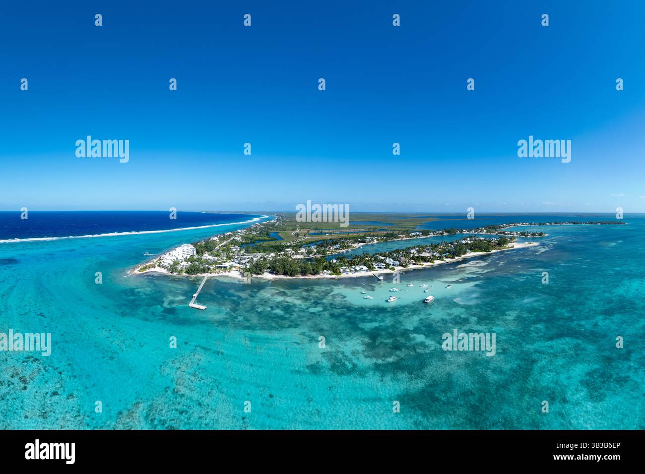 Aerial view of the Caribbean Sea at Rum Point, Grand Cayman, Cayman ...