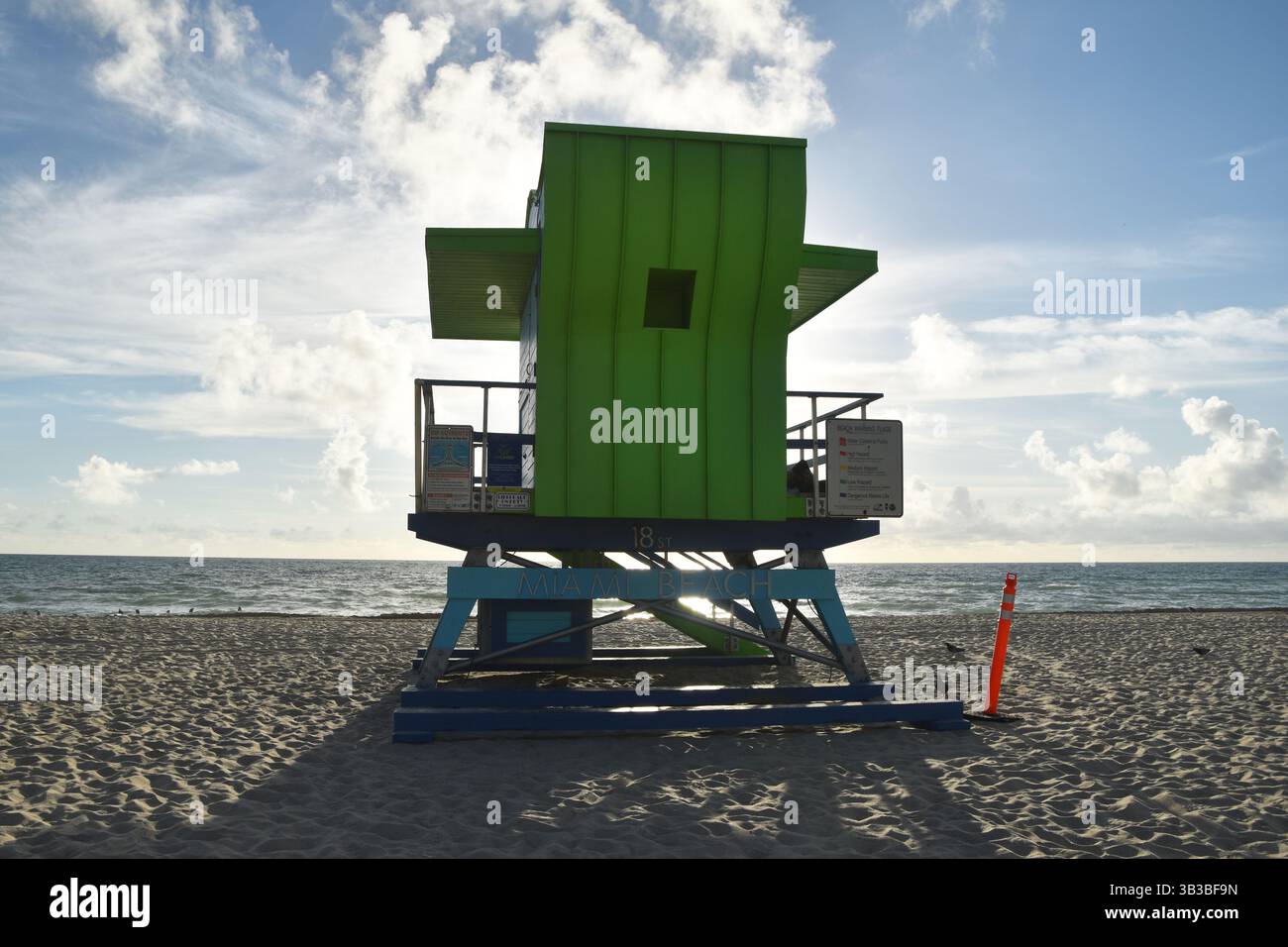 Lifeguard station on Miami beach with bright creative design Stock ...
