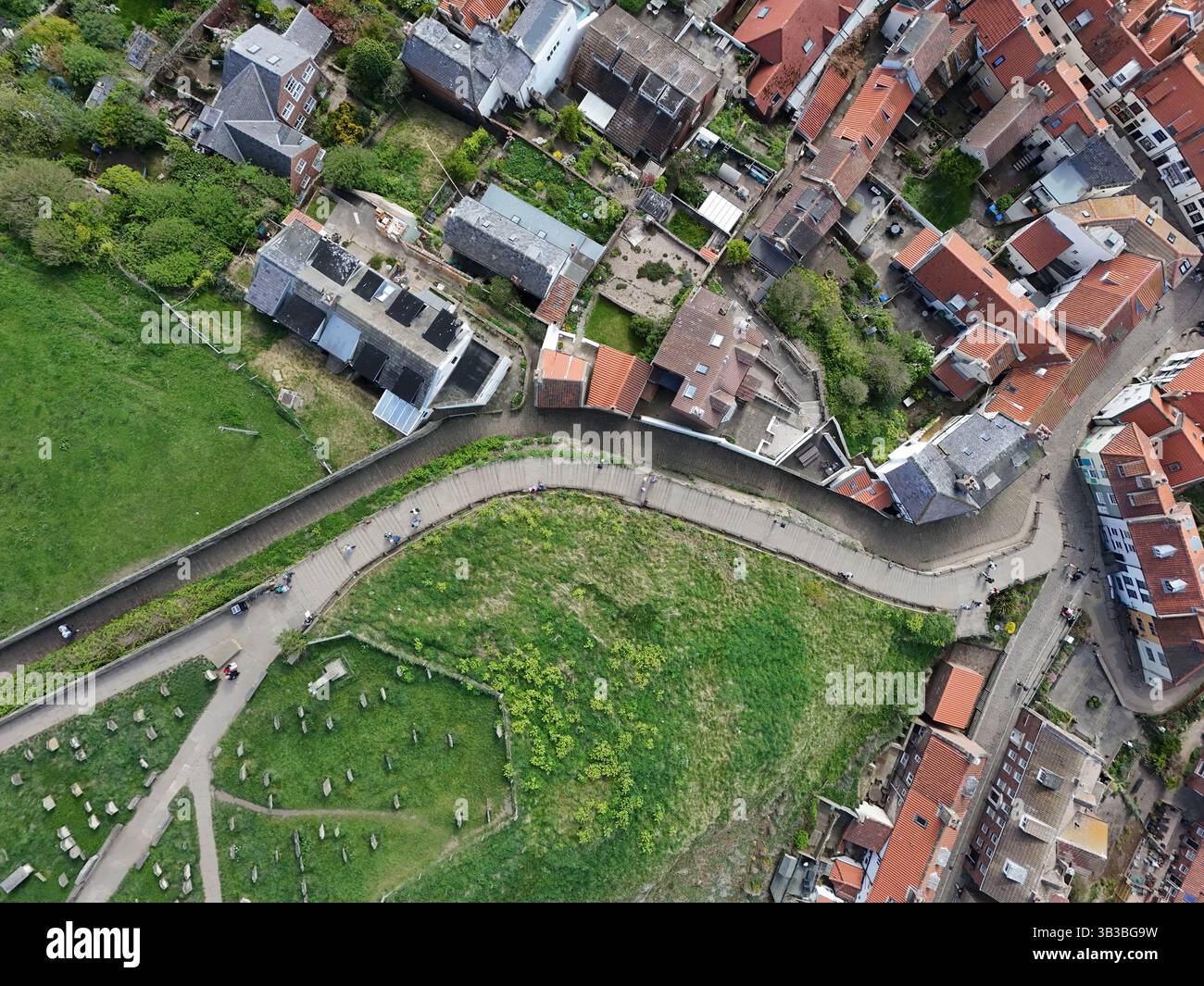 Aerial view of Whitby seaside town and harbour Stock Photo - Alamy