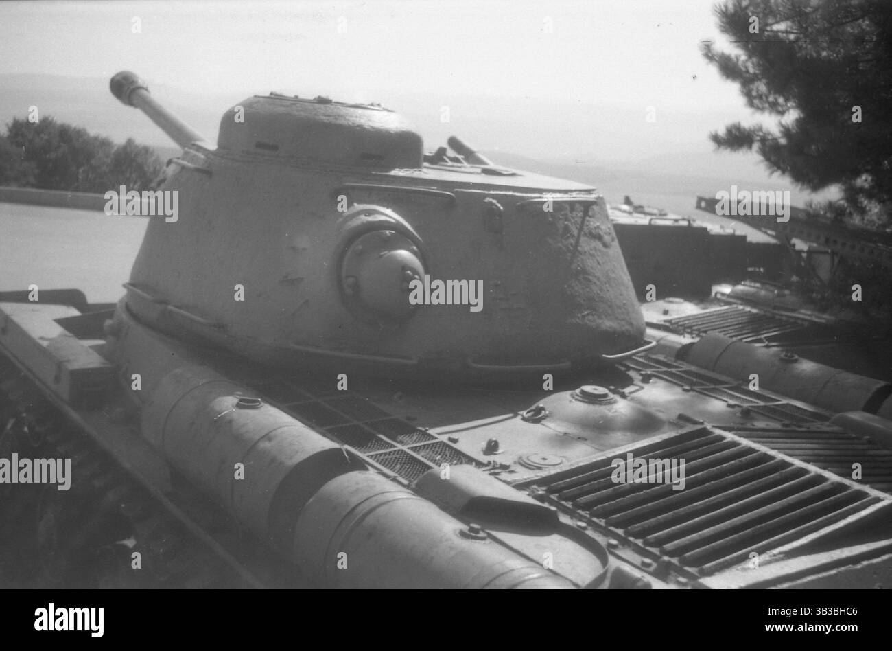 Soviet tank in the open-air museum. Monument to Soviet technology of ...