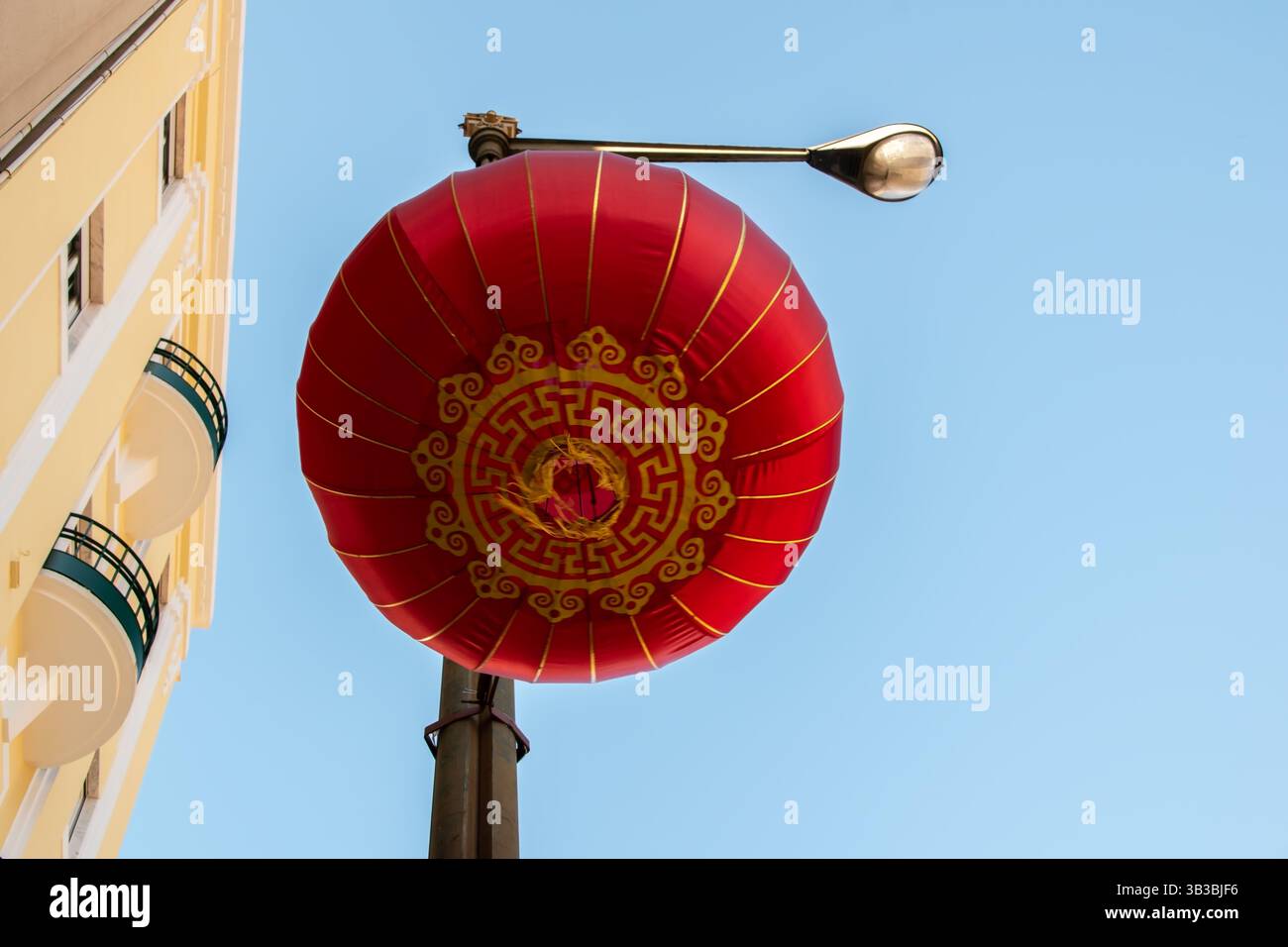 Red chinese paper lantern on blue sky background hi-res stock ...