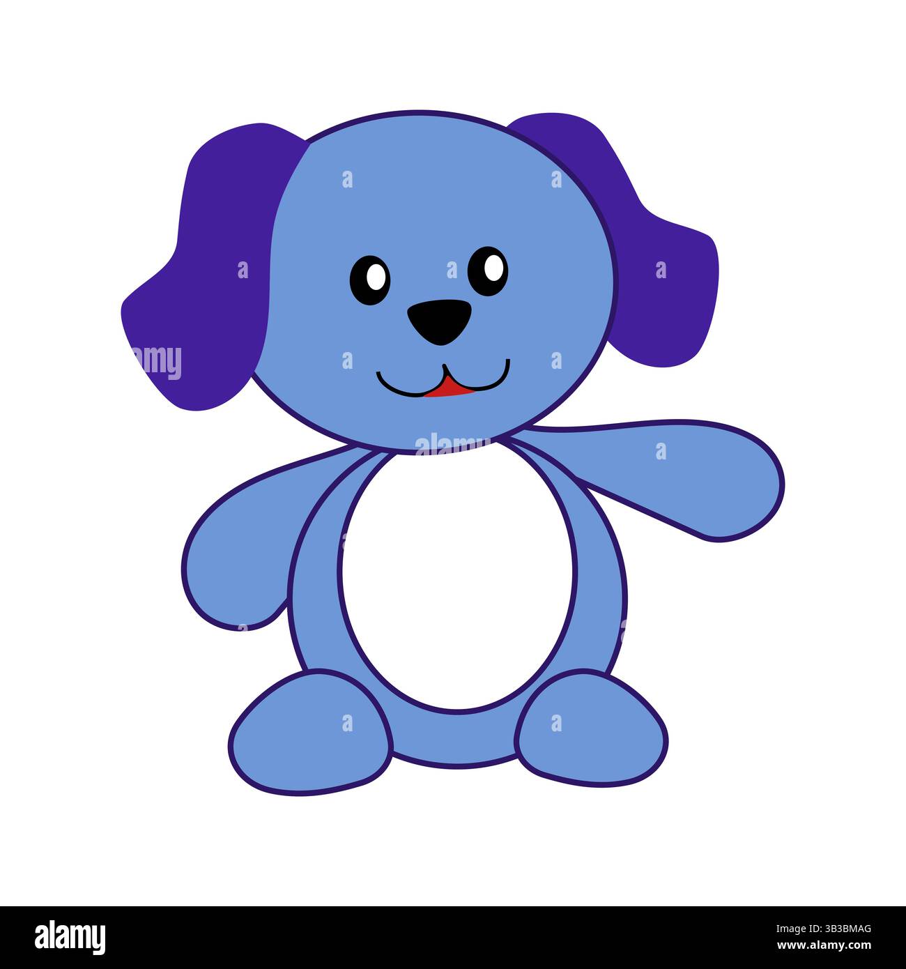Cute dog cartoon. Blue puppy drawing. Smiling pet character. Vector ...