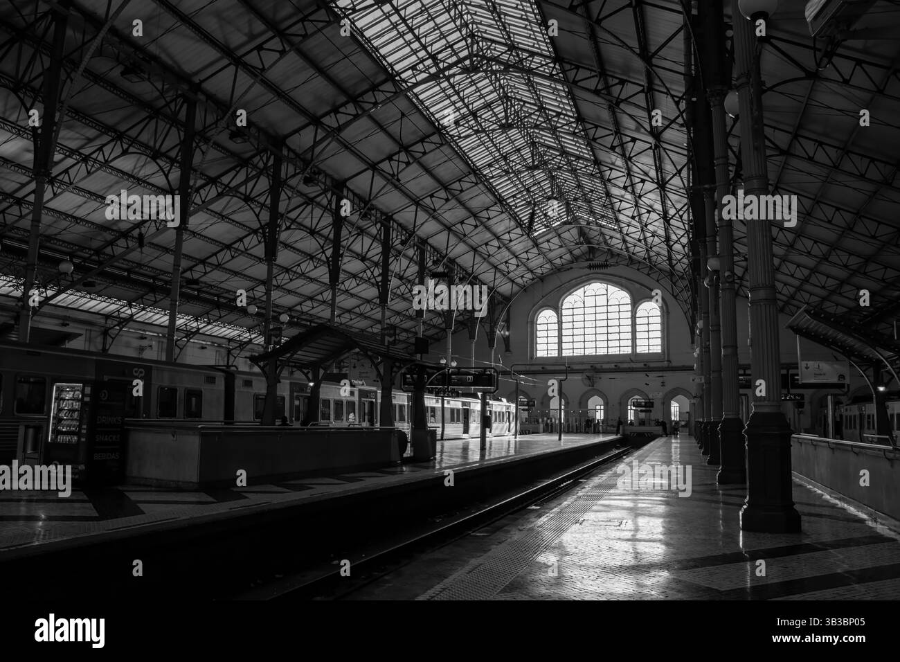 Famous Rossio train station Lisbon Portugal with historic stone arches ...
